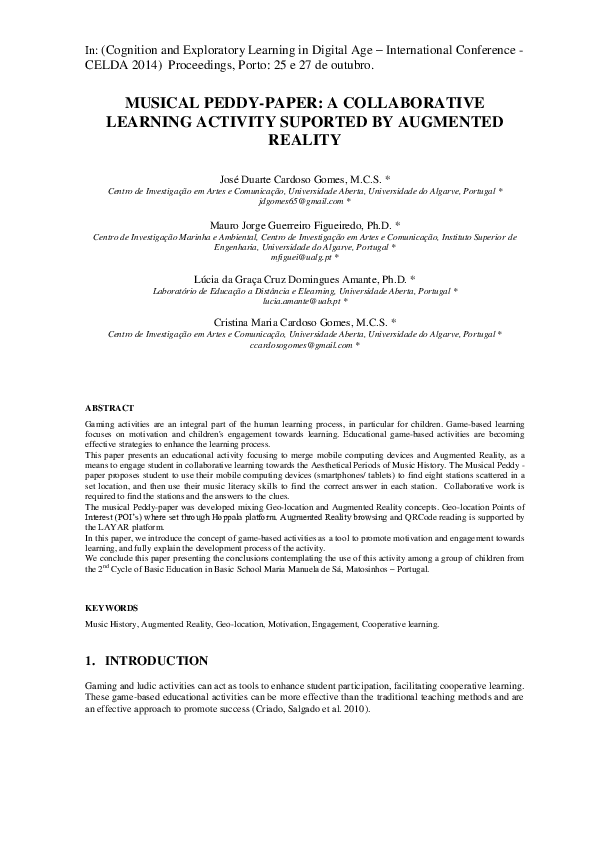 (PDF) MUSICAL PEDDY-PAPER: A COLLABORATIVE LEARNING ACTIVITY SUPORTED ...