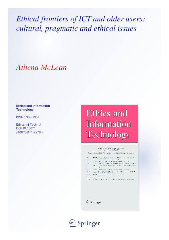 (PDF) 2 3 Ethics and Information Technology Ethical frontiers of ICT ...