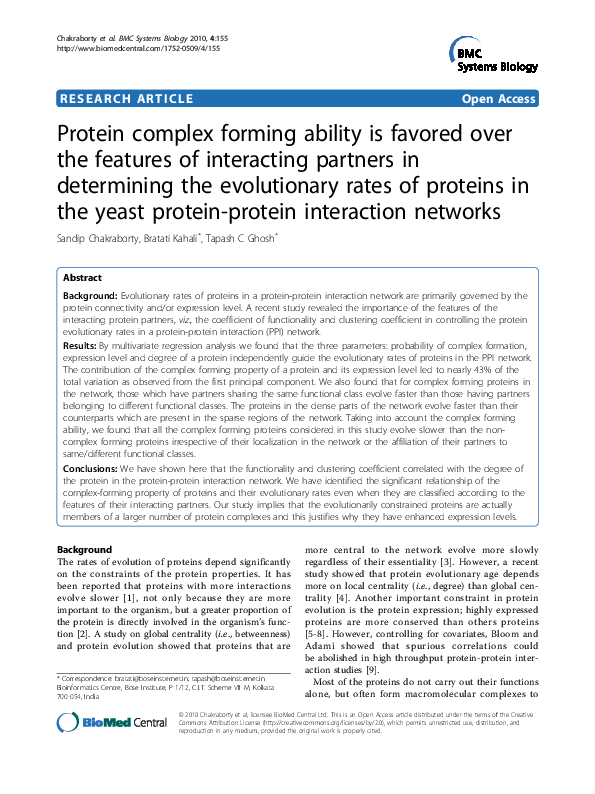 (PDF) Protein complex forming ability is favored over the features of ...