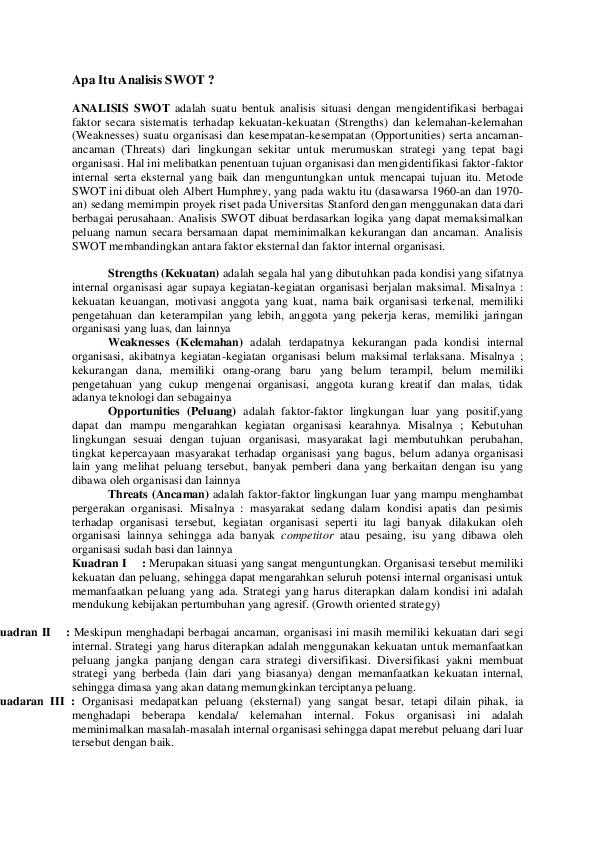 (DOC) Apa Itu Analisis SWOT