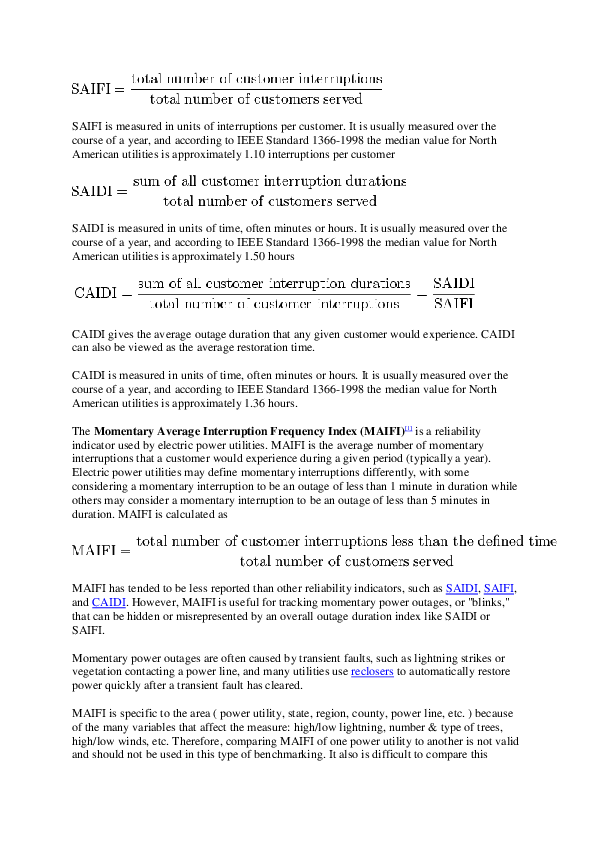(DOC) SAIFI is measured in units of interruptions per customer