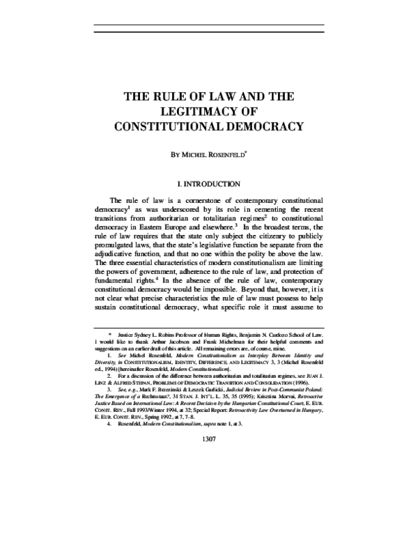 (PDF) THE RULE OF LAW AND THE LEGITIMACY OF CONSTITUTIONAL DEMOCRACY