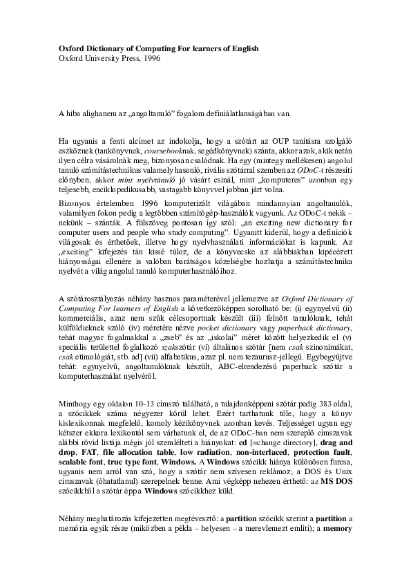 (PDF) Oxford Dictionary of Computing For learners of English
