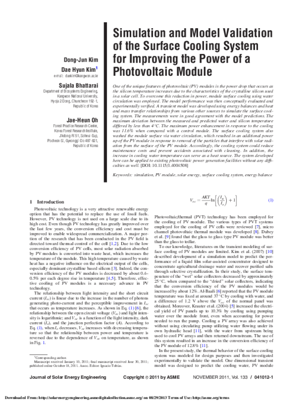 (PDF) Simulation and Model Validation of the Surface Cooling System for Improving the Power of a ...