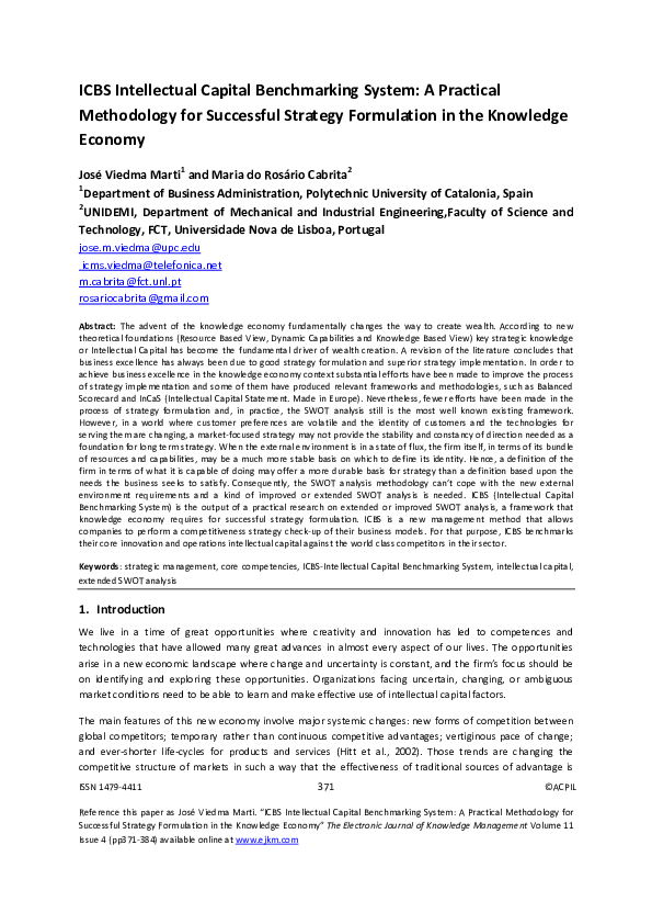 (PDF) ICBS Intellectual Capital Benchmarking System: A Practical ...