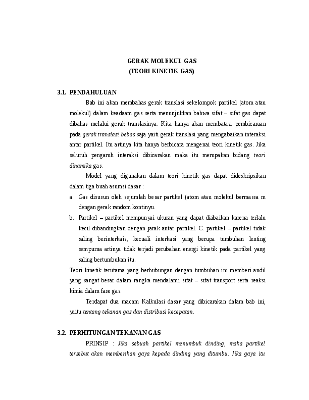 (PDF) GERAK MOLEKUL GAS (TEORI KINETIK GAS