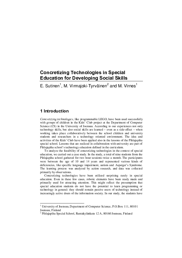 (PDF) Concretizing technologies in special education for developing ...