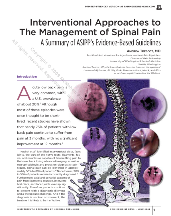 (PDF) Interventional Approaches to The Management of Spinal Pain A ...