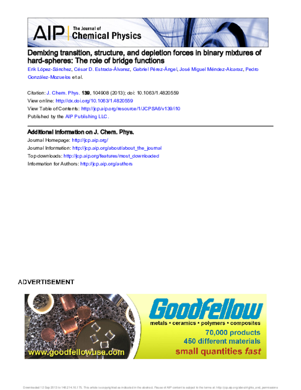 Demixing transition, structure, and depletion forces in binary mixtures of hard-spheres: The ...