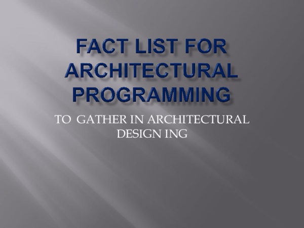 (PPT) FACT LIST FOR ARCHITECTURAL PROGRAMMING