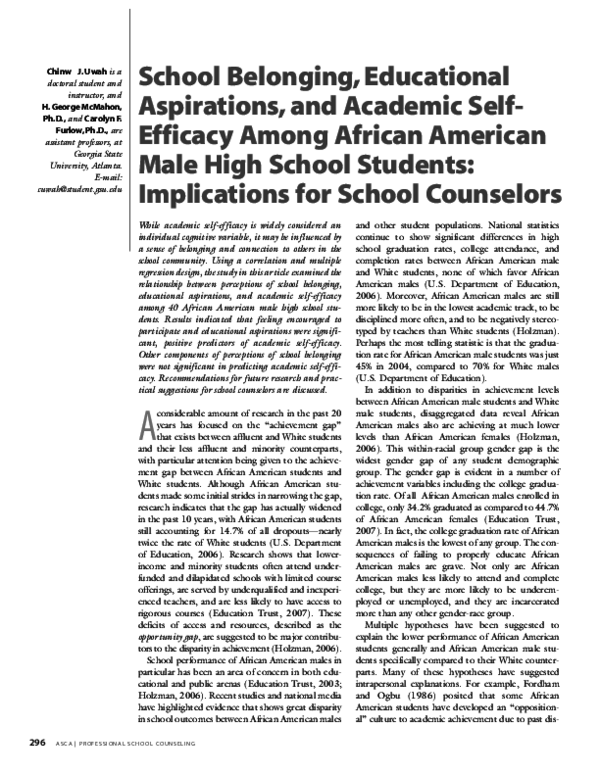 (PDF) School belonging, educational aspirations, and academic self ...