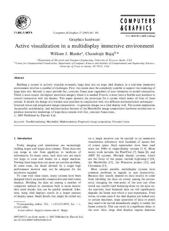 Active Visualization In A Multidisplay Immersive Environment Brigitte