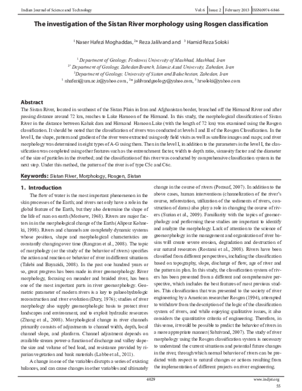 (PDF) The investigation of the Sistan River morphology using Rosgen ...