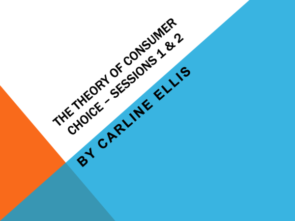 (PPT) Theory of Consumer Choice