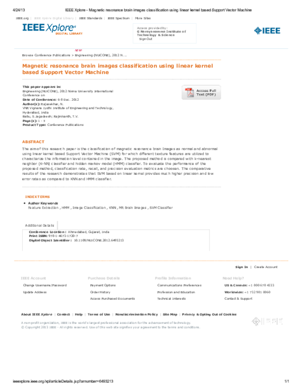 (PDF) Magnetic Resonance Brain Images Classification Using Linear ...