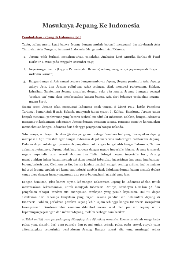 Masuknya Jepang Ke Indonesia