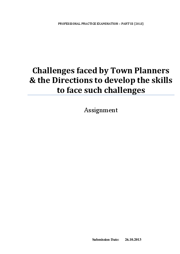(PDF) Modern day challenges faced by Town Planning Professionals