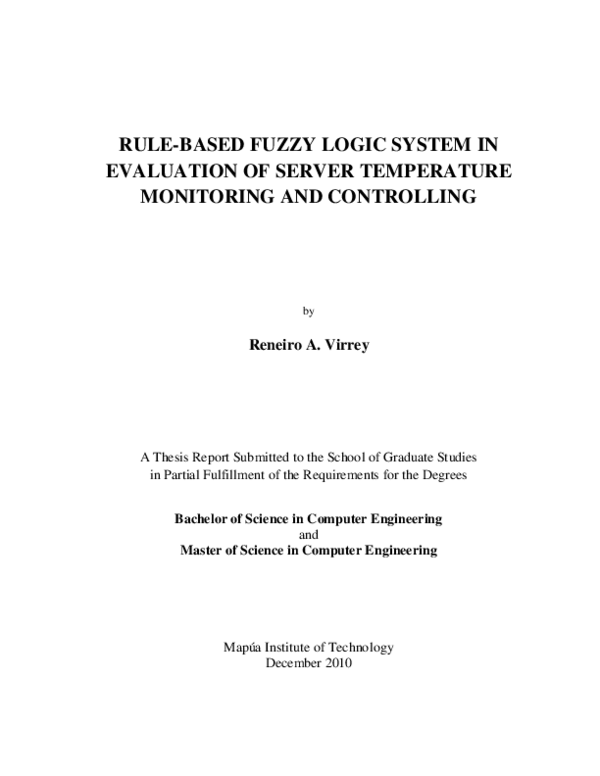 Pdf Rule Based Fuzzy Logic System In Evaluation Of Server Temperature Monitoring And Controlling