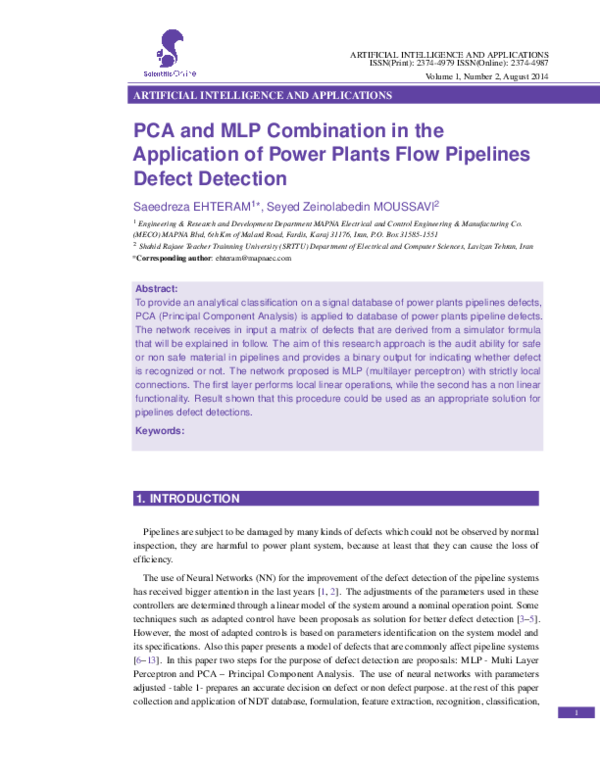 (PDF) PCA and MLP Combination in the Application of Power Plants Flow ...