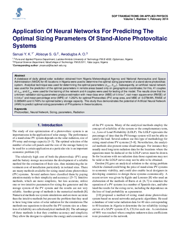 (PDF) Application Of Neural Networks For Predicitng The