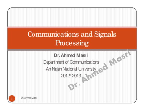 (PDF) Communications and Signals Processing