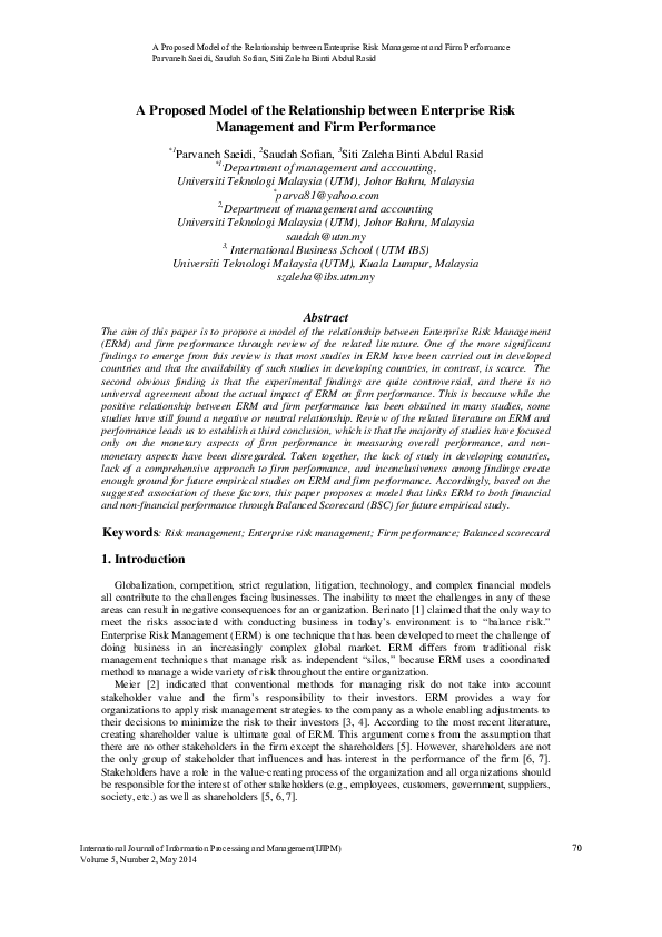 (PDF) ERM-Firm-perform