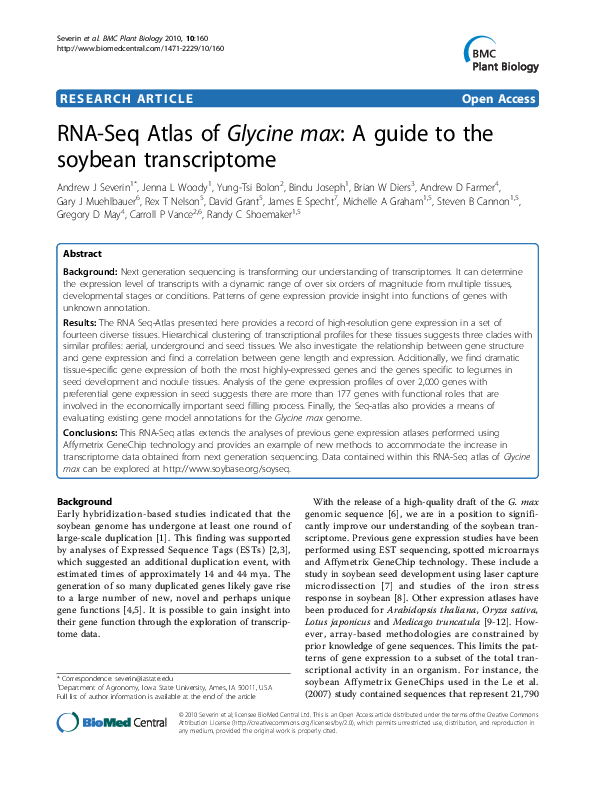 (PDF) RNA-Seq Atlas of Glycine max: A guide to the soybean transcriptome
