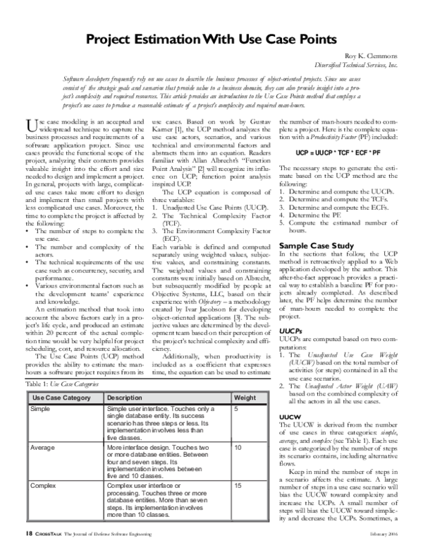 (PDF) Clemmons-Project Estimation with UCP