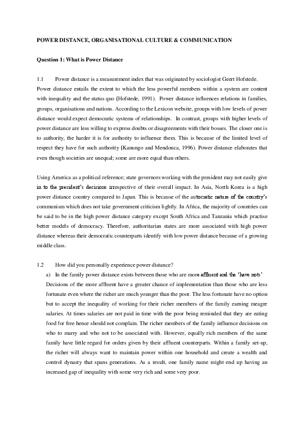 (DOC) POWER DISTANCE & COMMUNICATION