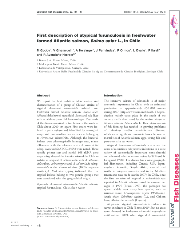 (PDF) First description of atypical furunculosis in freshwater farmed ...