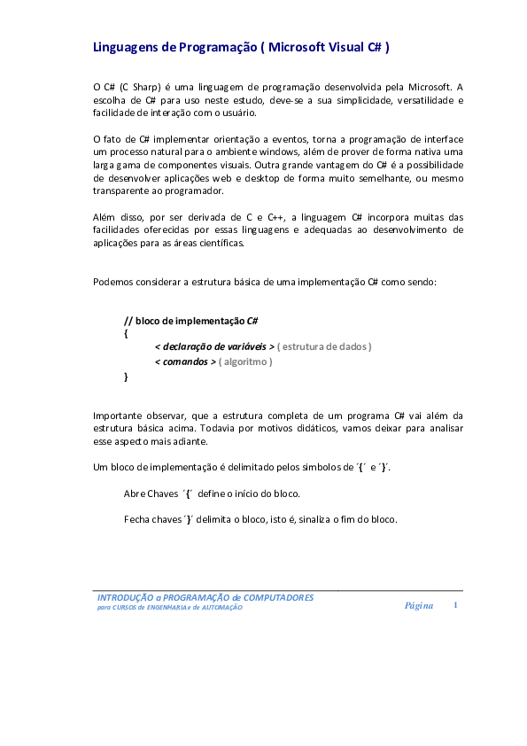 (PDF) INTRODUÇÃO a PROGRAMAÇÃO de COMPUTADORES