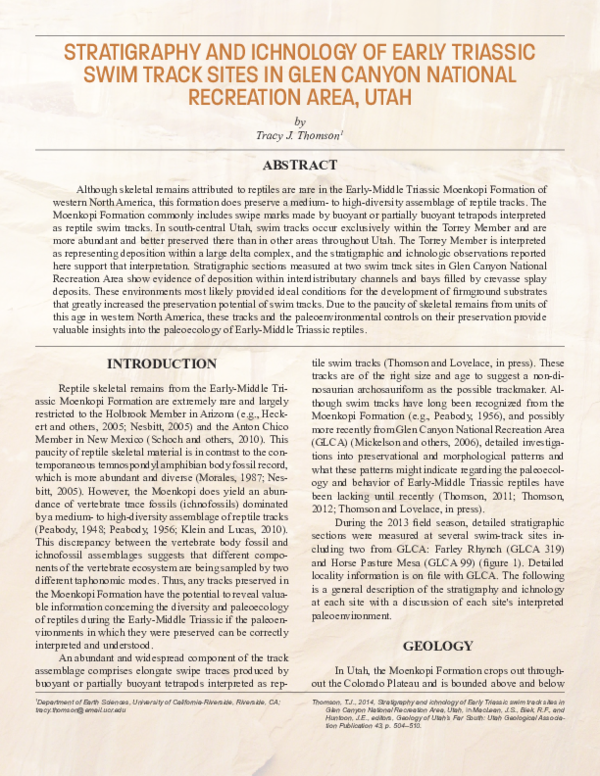 (PDF) Stratigraphy and ichnology of Early Triassic swim track sites in ...