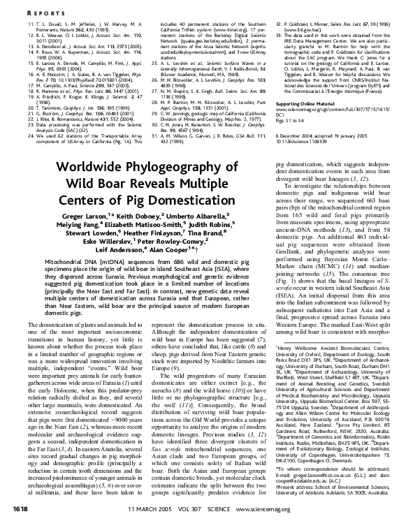 (PDF) Worldwide Phylogeography of Wild Boar Reveals Multiple Centers of ...