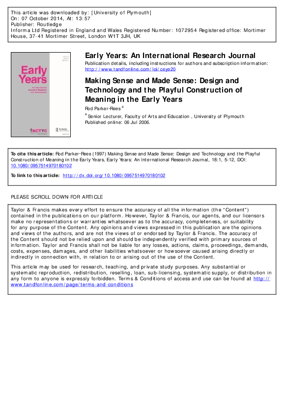 (PDF) Making sense and made sense: design and technology and the ...