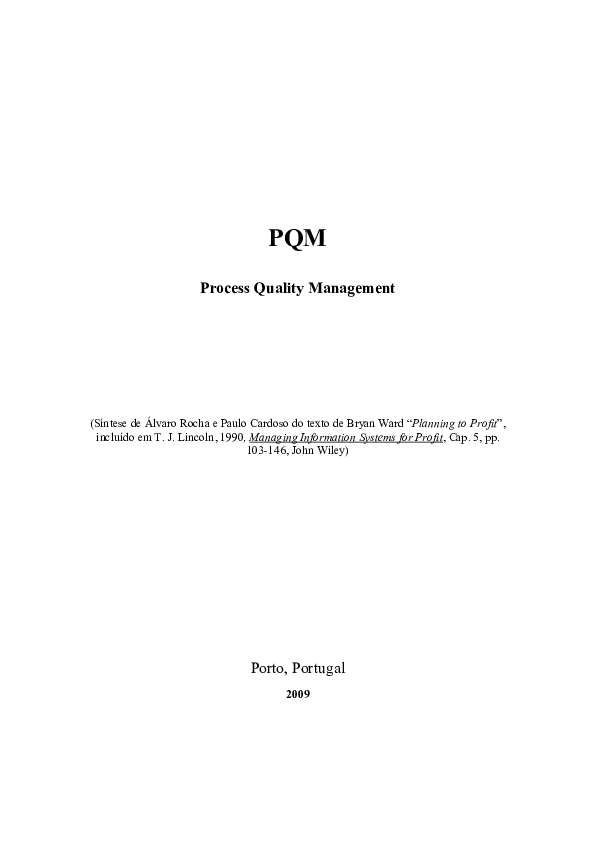 (PDF) Síntese da metodologia Process Quality Management (PQM) and IT Audit
