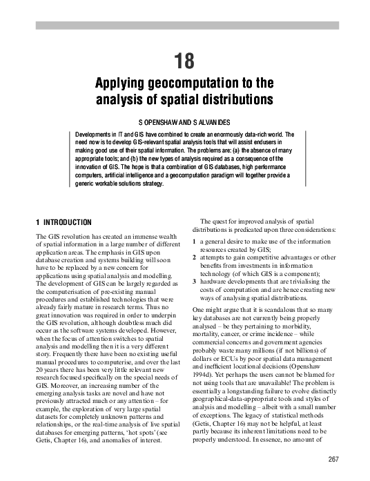 Pdf Applying Geocomputation To The Analysis Of Spatial Distributions