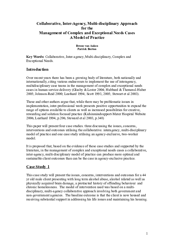 (DOC) Collaboration Case Study Discussion Paper