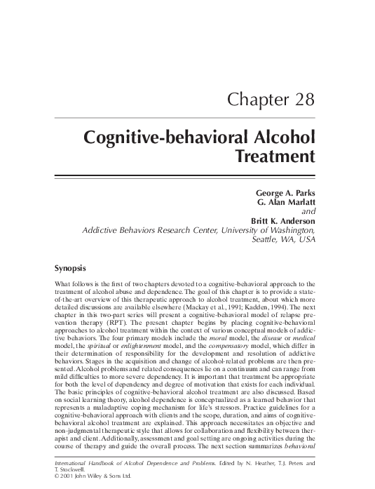 (PDF) Cognitive-Behavioural Alcohol Treatment