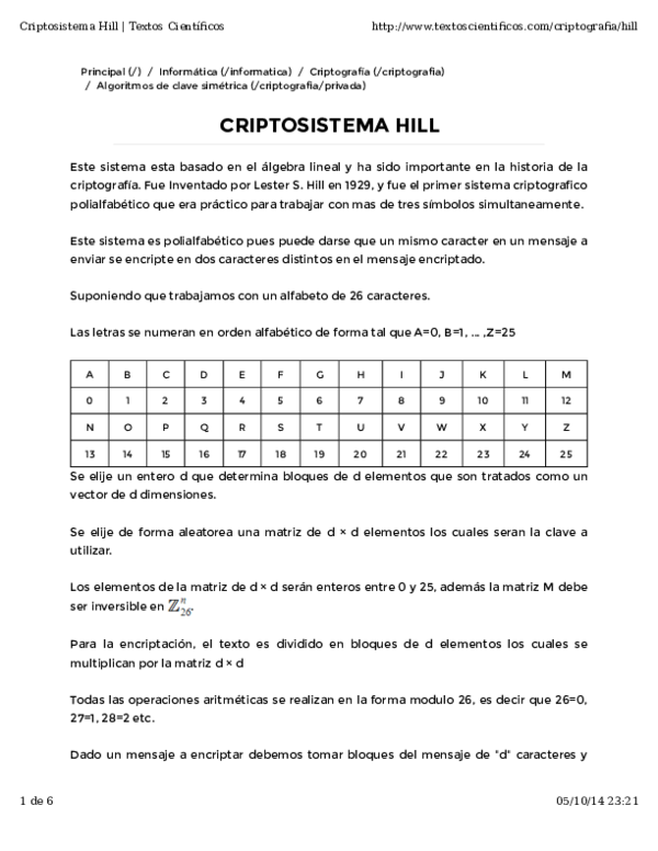 (PDF) cifrado hill
