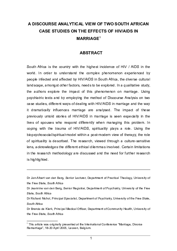 (DOC) A discourse analytical view of two South African case studies on ...