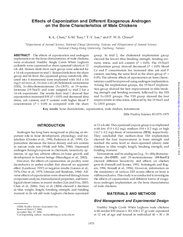 (PDF) Effects of Caponization and Different Exogenous Androgen on the ...