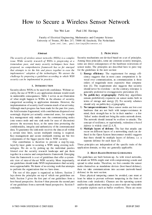 (PDF) How to Secure a Wireless Sensor Network