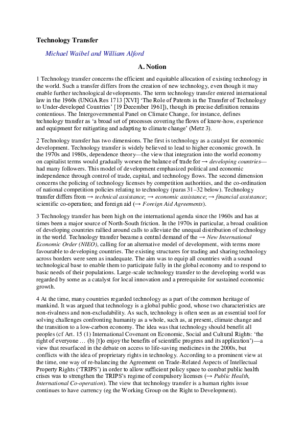 Pdf Technology Transfer
