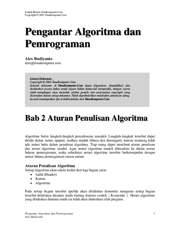 (PDF) Pengantar Algoritma dan Pemrograman 2
