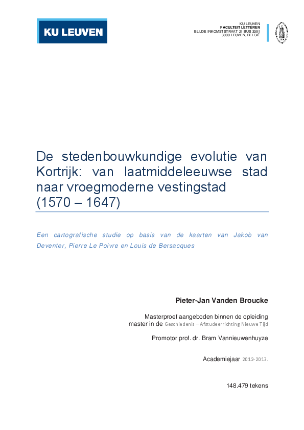 (PDF) De stedenbouwkundige evolutie van Kortrijk: van laatmiddeleeuwse ...