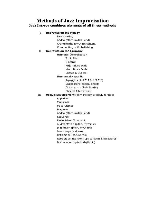 (DOC) Methods of Jazz Improvisation