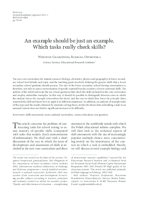 (PDF) An example should be just an example. Which tasks really check ...