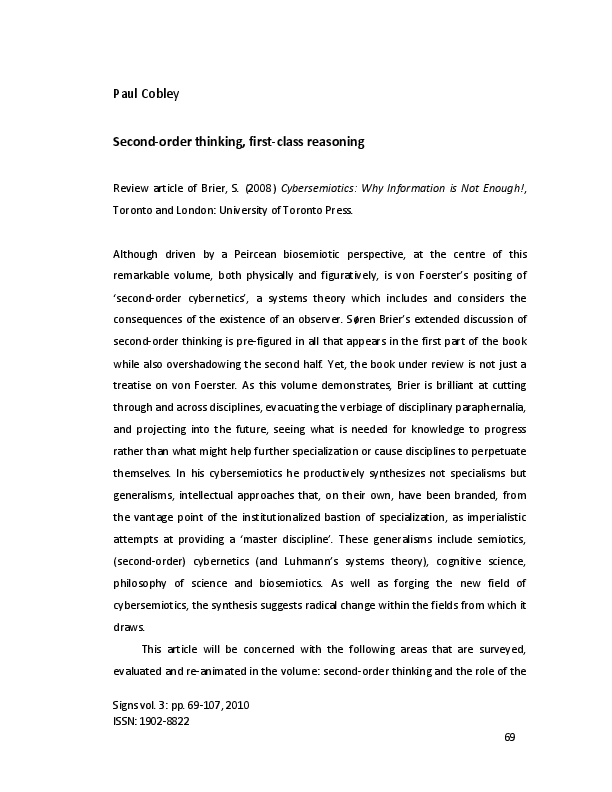 (PDF) Second-Order Thinking, First-Class Reasoning