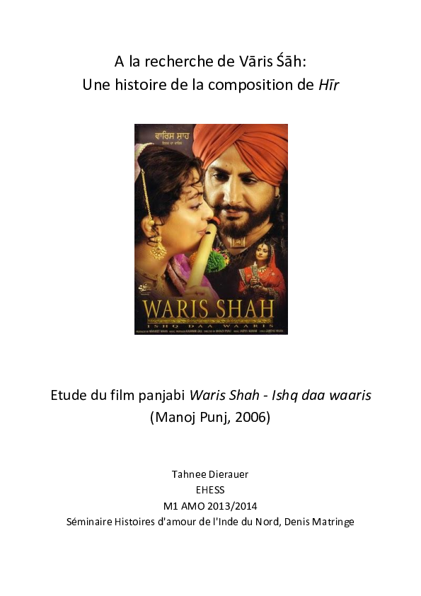 (PDF) A la recherche de Vāris Śāh: Une histoire de la composition de ...