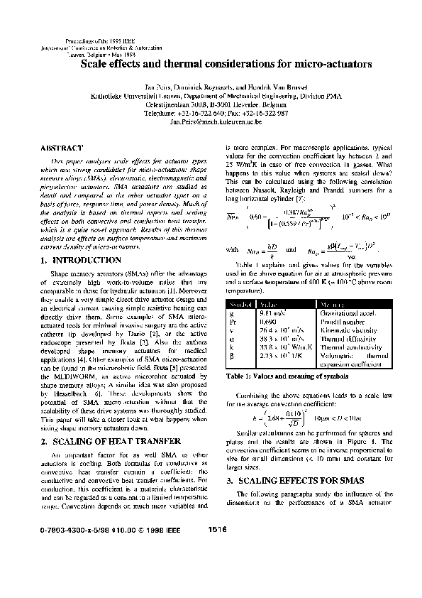(PDF) Scale Effects and Thermal Considerations for Microactuators